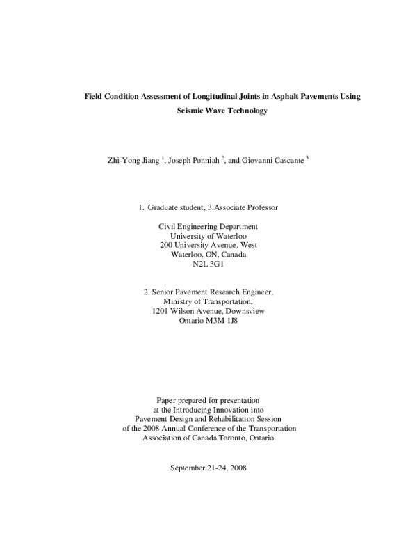 (PDF) Field Condition Assessment of Longitudinal Joints in Asphalt ...