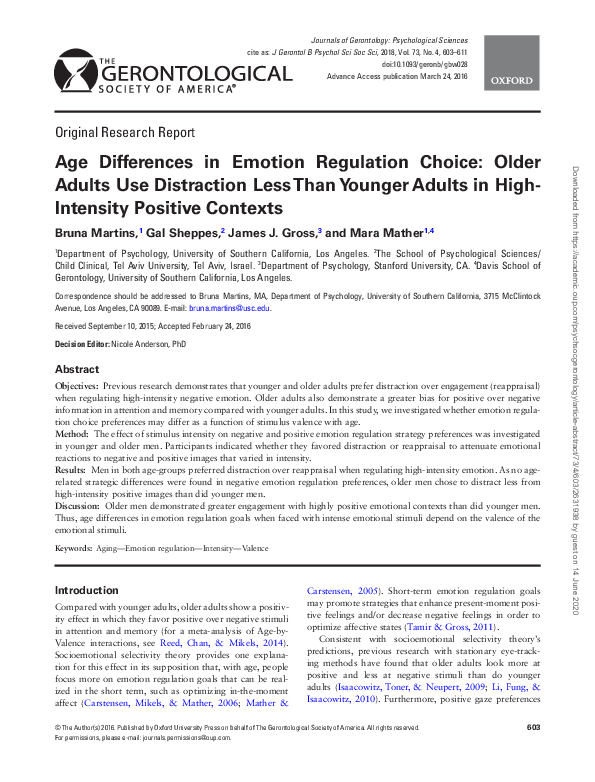 (PDF) Age Differences in Emotion Regulation Choice: Older Adults Use ...