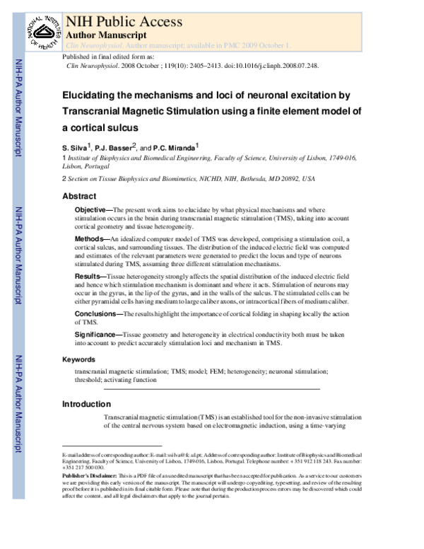 (PDF) Elucidating the mechanisms and loci of neuronal excitation by ...