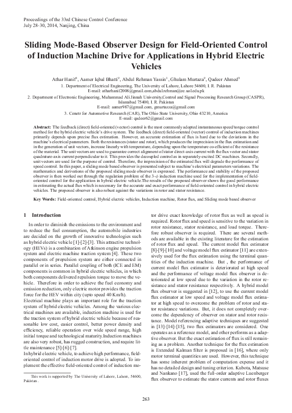 Pdf Sliding Mode Based Observer Design For Field Oriented Control Of Induction Machine Drive