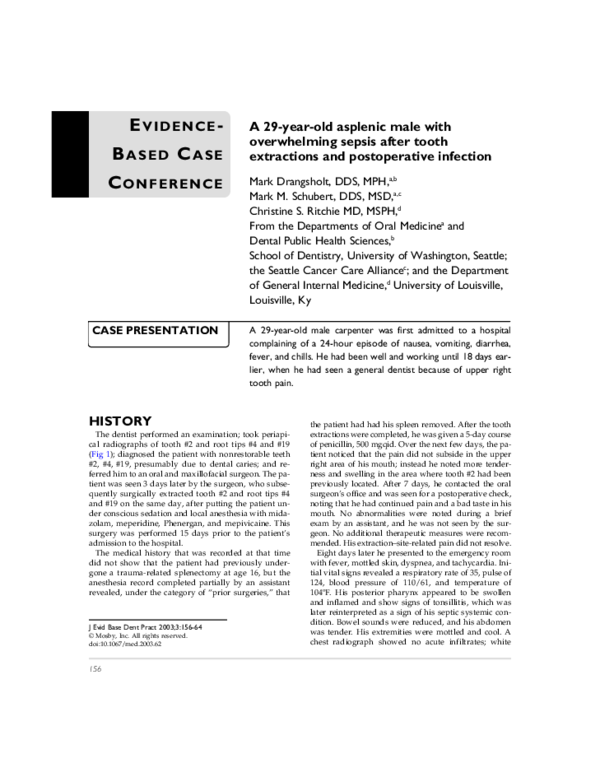 (PDF) A 29-year-old asplenic male with overwhelming sepsis after tooth ...