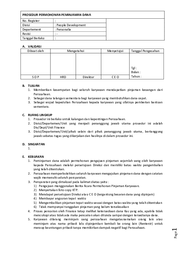 (PDF) PROSEDUR PERMOHONAN PINJAMAN KARYAWAN