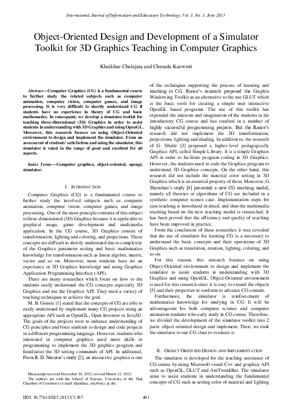 (PDF) Object-Oriented Design and Development of a Simulator Toolkit for 3D Graphics Teaching in ...