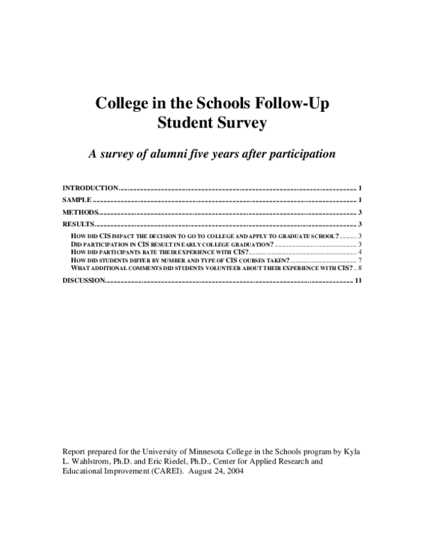 (PDF) Impact of CIS Program: Five-Year Alumni Survey