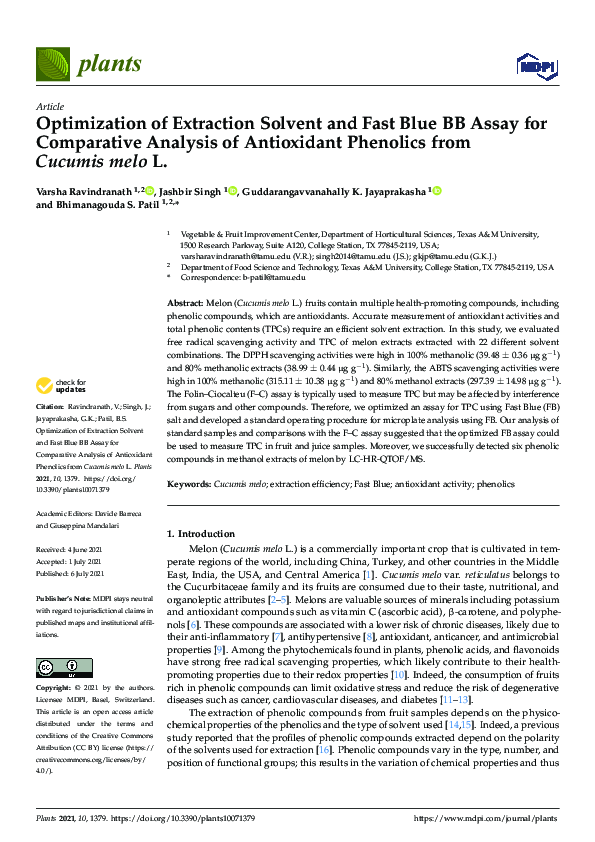 (PDF) Optimization of Extraction Solvent and Fast Blue BB Assay for ...