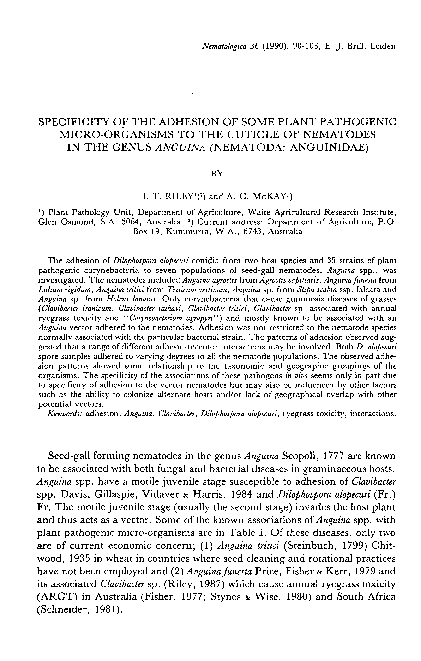 (PDF) Specificity of the Adhesion of Some Plant Pathogenic Micro ...