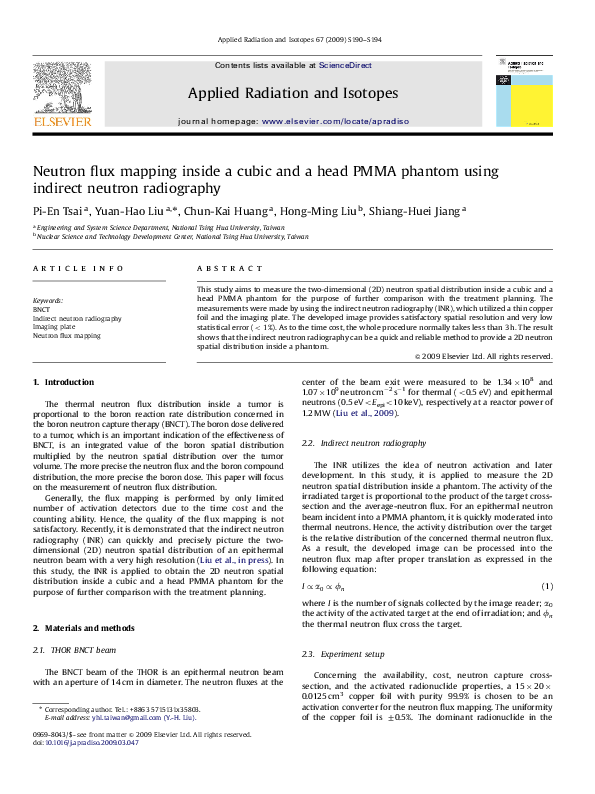 (PDF) Neutron flux mapping inside a cubic and a head PMMA phantom using ...