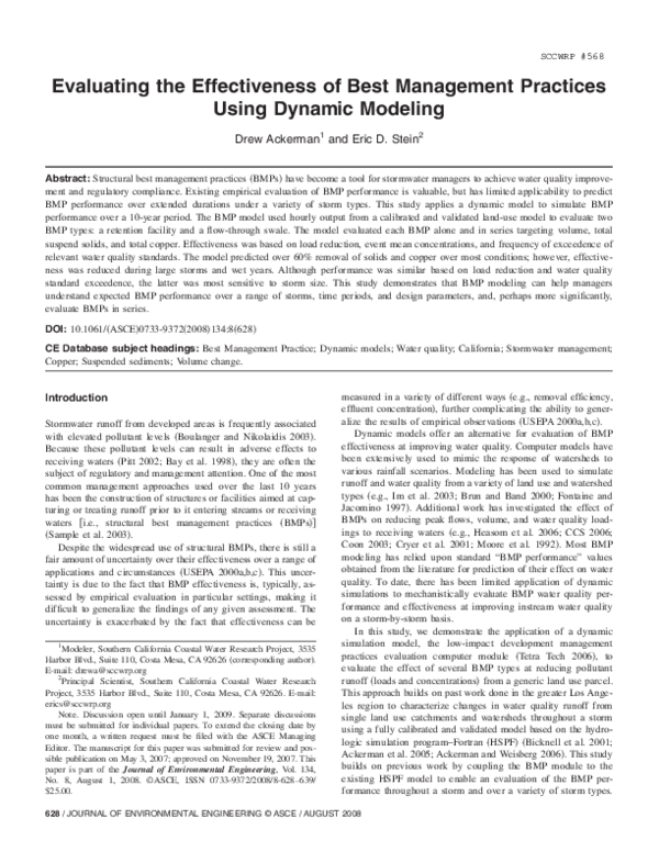 (PDF) Evaluating the Effectiveness of Best Management Practices Using Dynamic Modeling