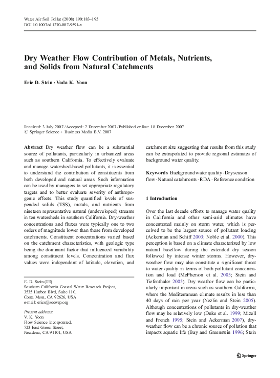 (PDF) Dry Weather Flow Contribution of Metals, Nutrients, and Solids ...