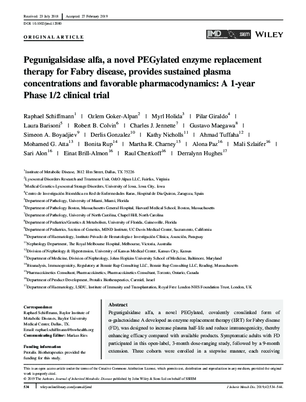 (PDF) Reduction of Plasma Globotriaosylsphingosine Levels After ...