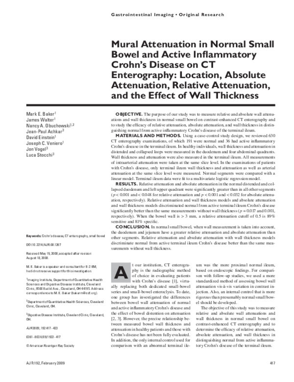 (PDF) Mural Attenuation in Normal Small Bowel and Active Inflammatory ...