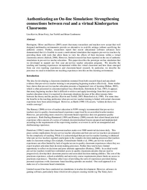 (PDF) Authenticating an On-line Simulation: Strengthening connections ...