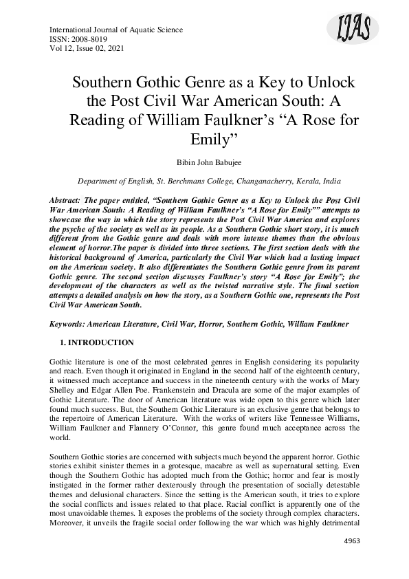 (PDF) Southern Gothic Genre as a Key to Unlock the Post Civil War ...