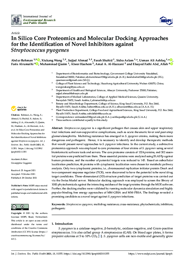 (PDF) In Silico Core Proteomics and Molecular Docking Approaches for the Identification of Novel ...