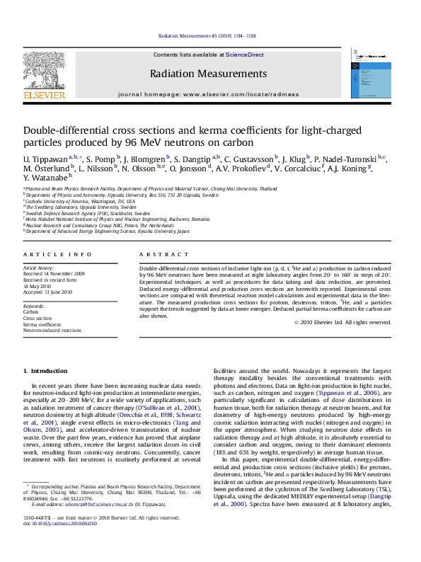 (PDF) Double-differential cross sections and kerma coefficients for ...