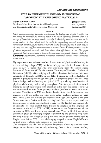 (PDF) STEP BY STEP GUIDELINES ON IMPROVISING LABORATORY EXPERIMENT ...