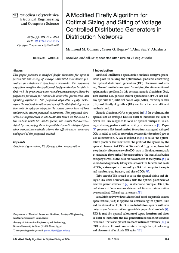(PDF) A Modified Firefly Algorithm for Optimal Sizing and Siting of ...
