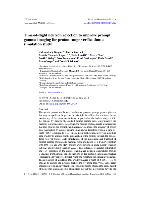 (PDF) Range and density variations monitoring during proton therapy based on time-of-flight ...