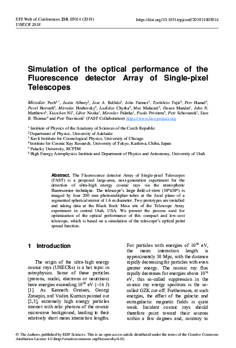 (PDF) Simulation of the optical performance of the Fluorescence ...