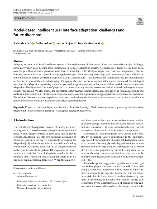 (PDF) Model-based intelligent user interface adaptation: challenges and future directions
