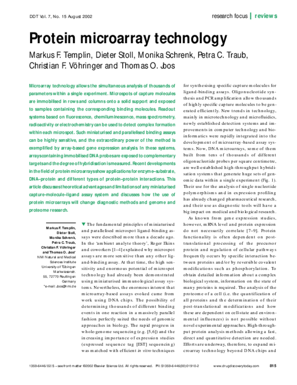 (PDF) Protein microarray technology