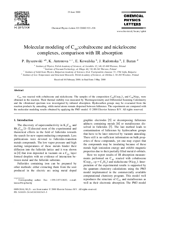 (PDF) Molecular modeling of C60:cobaltocene and nickelocene complexes ...