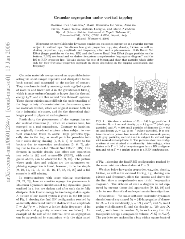 (PDF) Granular segregation under vertical tapping