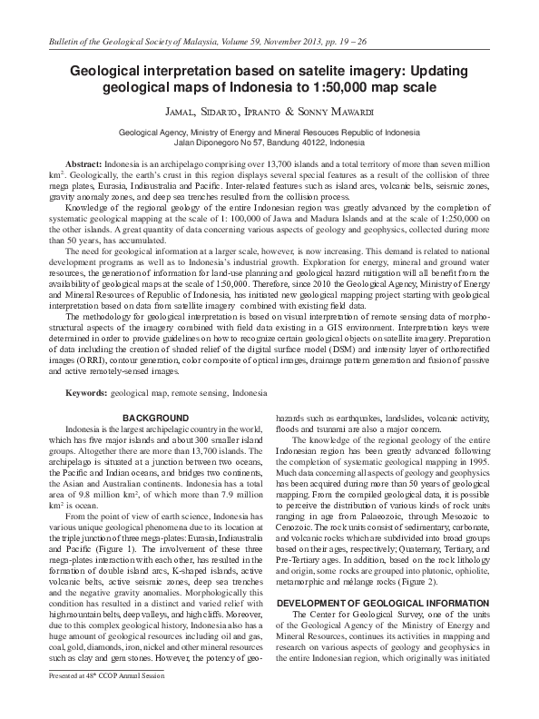 Pdf Geological Interpretation Based On Satelite Imagery Updating