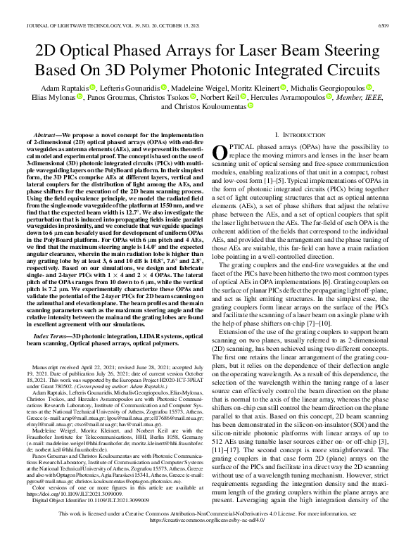 (PDF) 2D Optical Phased Arrays for Laser Beam Steering Based On 3D Polymer Photonic Integrated ...