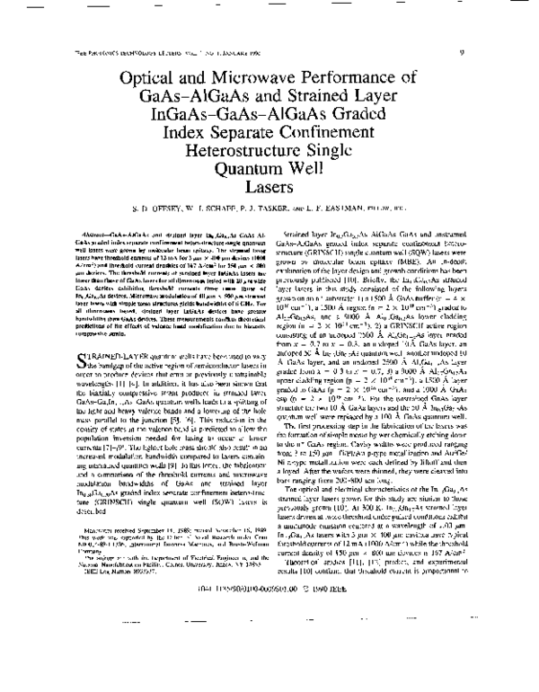 (PDF) Optical and microwave performance of GaAs-AlGaAs and strained-layer InGaAs-GaAs-AlGaAs ...