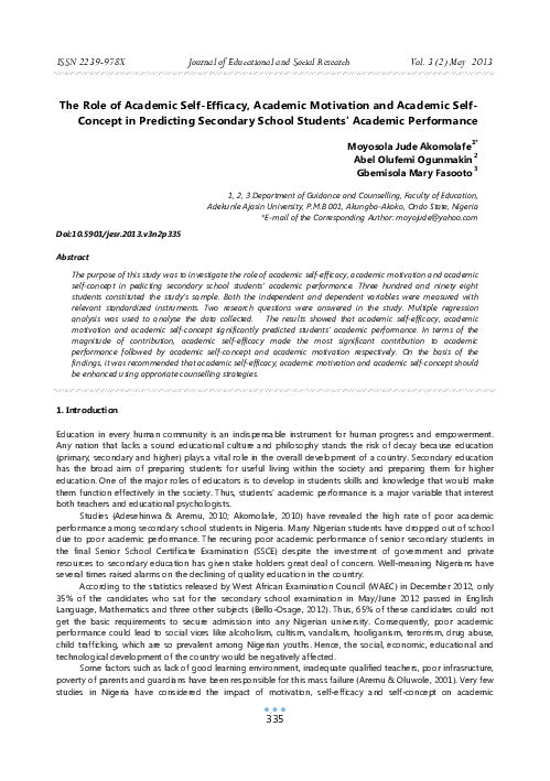 (PDF) The Role of Academic Self-Efficacy, Academic Motivation and ...