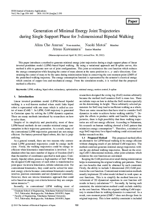 (PDF) Generation of Minimal Energy Joint Trajectories during Single ...