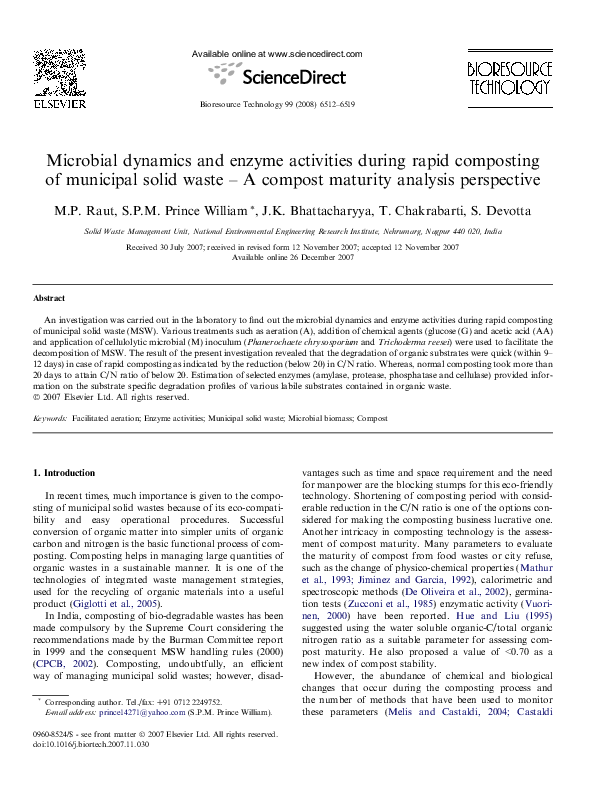 (PDF) Microbial dynamics and enzyme activities during rapid composting ...