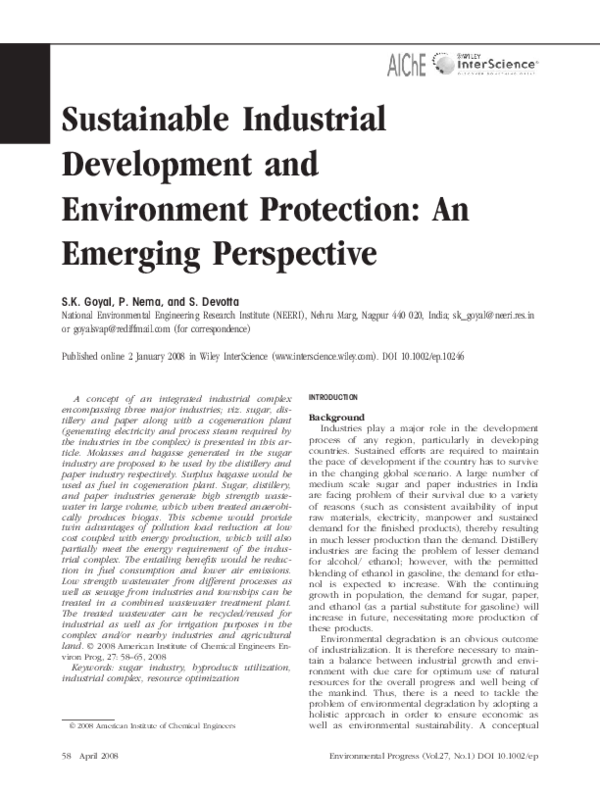 (PDF) Sustainable industrial development and environment protection: An ...