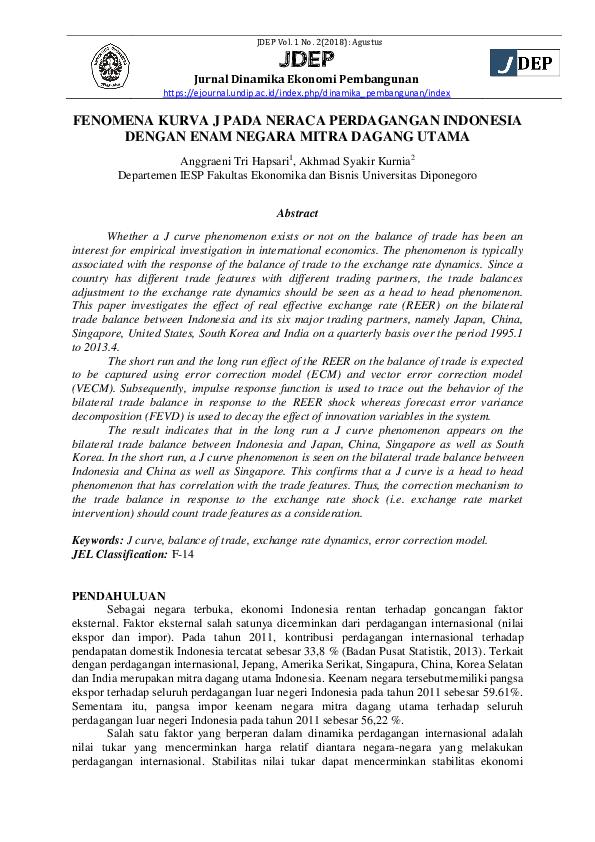 (PDF) Fenomena Kurva J Pada Neraca Perdagangan Indonesia Dengan Enam ...