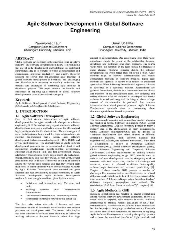 (PDF) Agile Software Development in Global Software Engineering