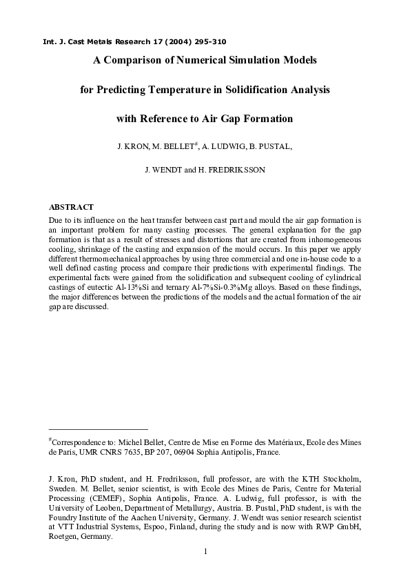 Pdf Comparison Of Numerical Simulation Models For Predicting