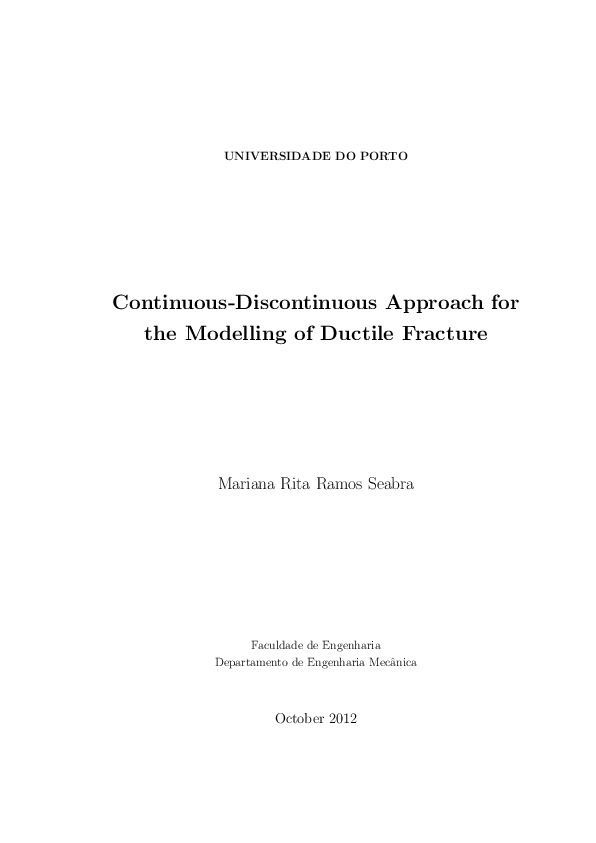 (PDF) Continuous discontinuous approach for the modelling of ductile fracture