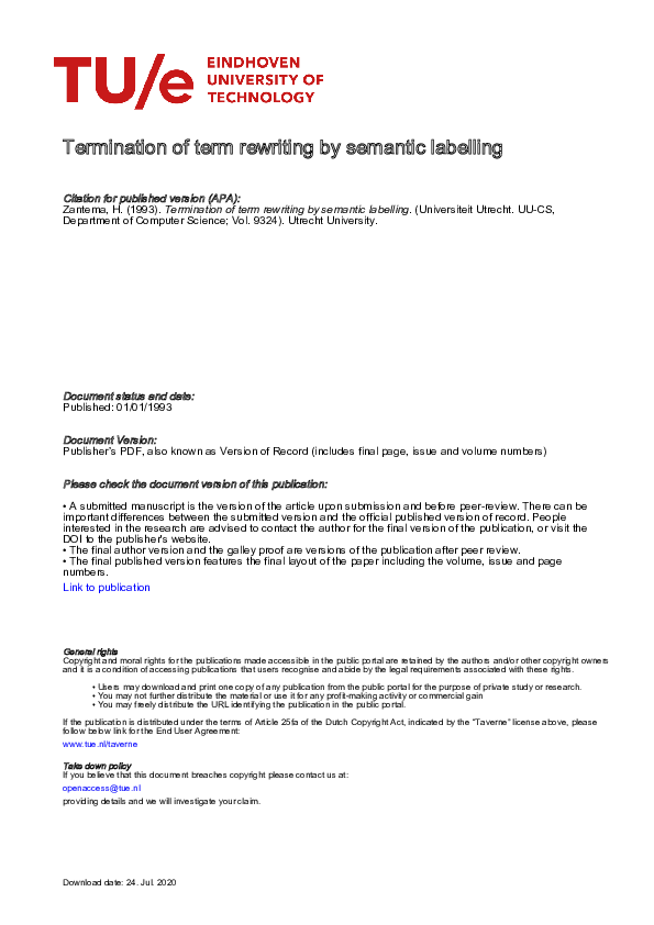 Pdf Termination Of Term Rewriting By Semantic Labelling