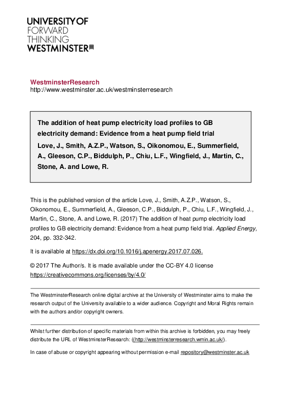 (PDF) The addition of heat pump electricity load profiles to GB ...