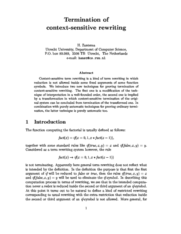 Pdf Termination Of Context Sensitive Rewriting