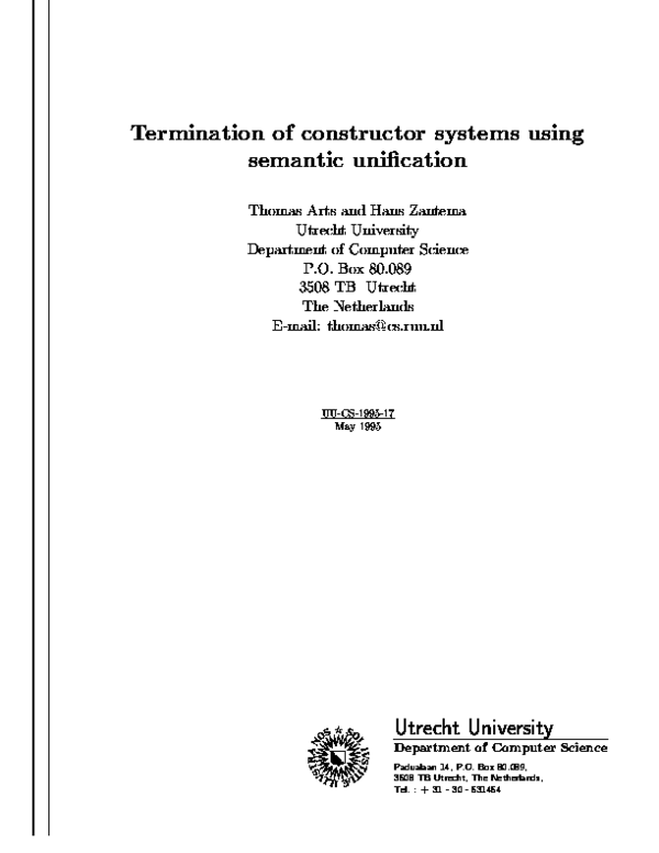 (PDF) Termination of constructor systems using semantic unification