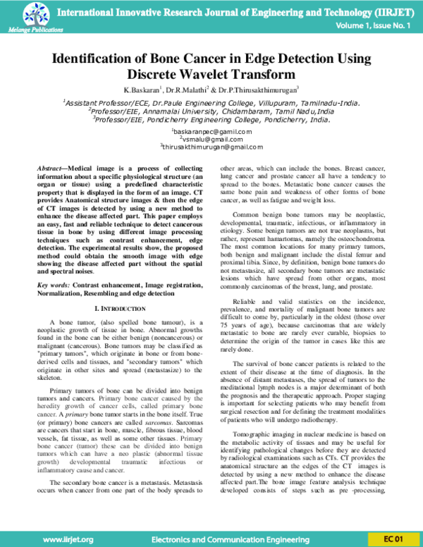 (PDF) Identification of Bone Cancer in Edge Detection Using Discrete Wavelet Transform | K ...