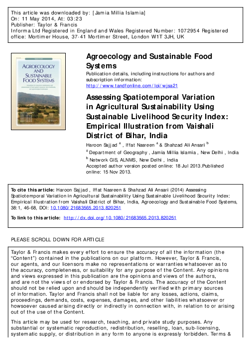(PDF) Assessing Spatiotemporal Variation in Agricultural Sustainability ...