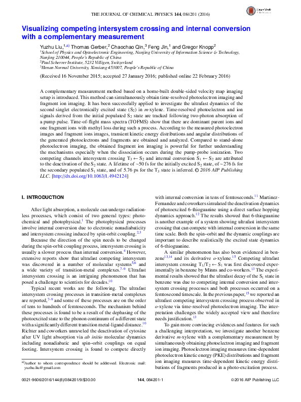 (PDF) Visualizing competing intersystem crossing and internal ...