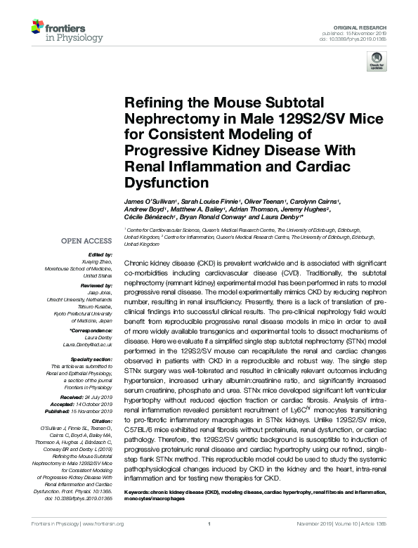 (PDF) Refining the Mouse Subtotal Nephrectomy in Male 129S2/SV Mice for ...