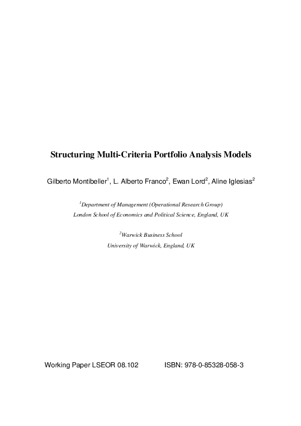 (PDF) Structuring multi-criteria portfolio analysis models