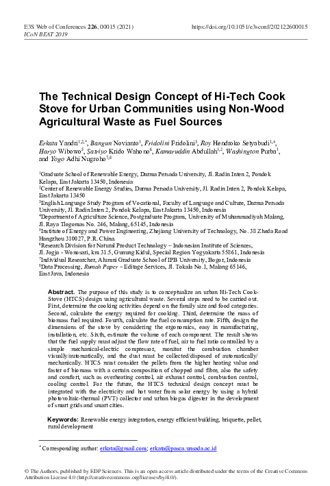 (PDF) The Technical Design Concept of Hi-Tech Cook Stove for Urban ...
