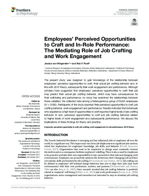 (PDF) Employees' Perceived Opportunities to Craft and In-Role ...