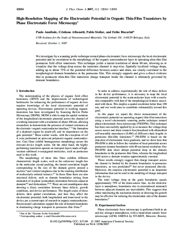 (PDF) High-Resolution Mapping of the Electrostatic Potential in Organic ...